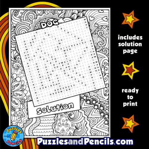 Dog Word Search Puzzle with Coloring | Wordsearch | Made By Teachers