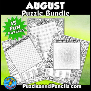 August Word Search Puzzle Activity Page BUNDLE | 15 Wordsearch Puzzles ...