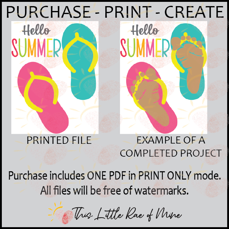 Hello Summer - Flip Flops - footprint Art - printable - Summer ...