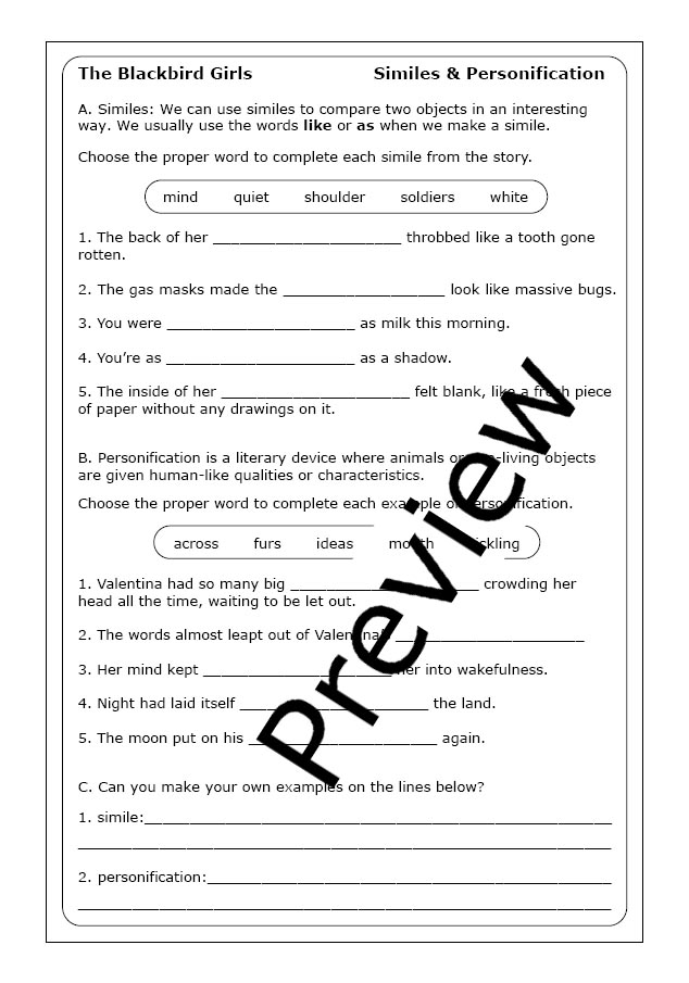 Anne Blankman "The Blackbird Girls" worksheets | Made By Teachers