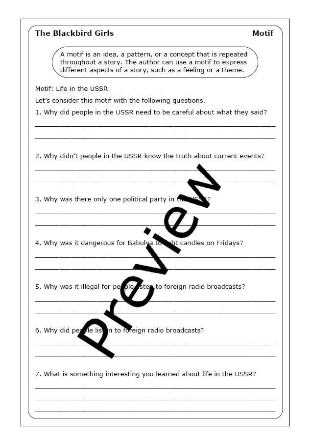 Anne Blankman "The Blackbird Girls" worksheets | Made By Teachers