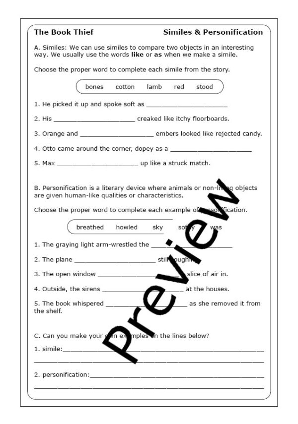 Markus Zusak "The Book Thief" worksheets - Made By Teachers