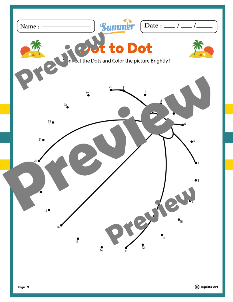 Summer Connect the Dots Adventure : Fun in the Sun | Made By Teachers