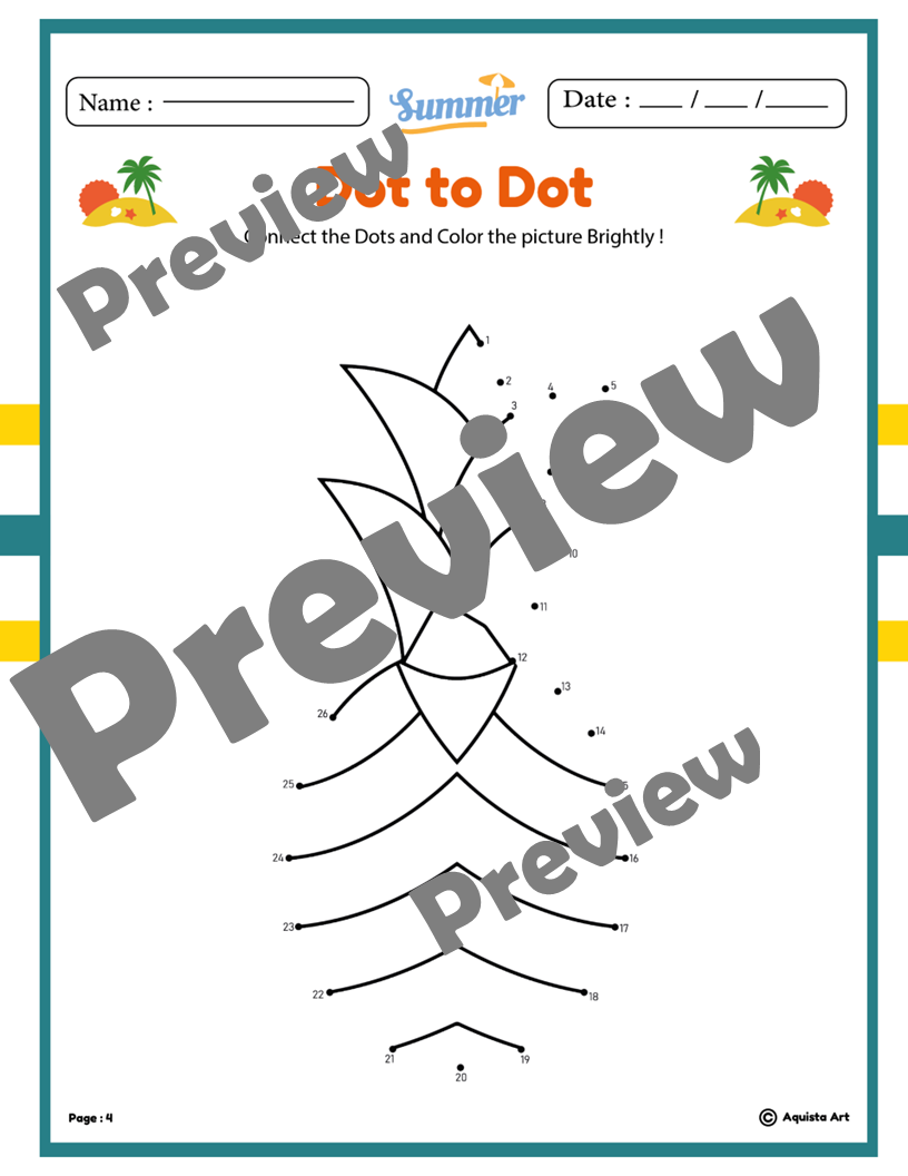 Summer Connect the Dots Adventure : Fun in the Sun | Made By Teachers
