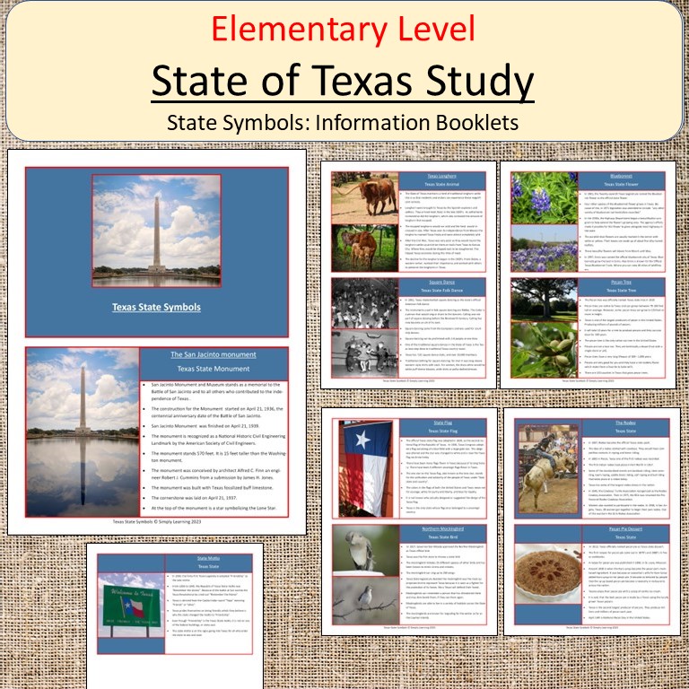 State of Texas Symbols Booklet Elementary Montessori Homeschool | Made ...