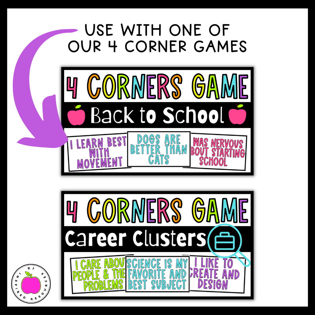 Four Corners Game Signs - Bright Themed | Made By Teachers