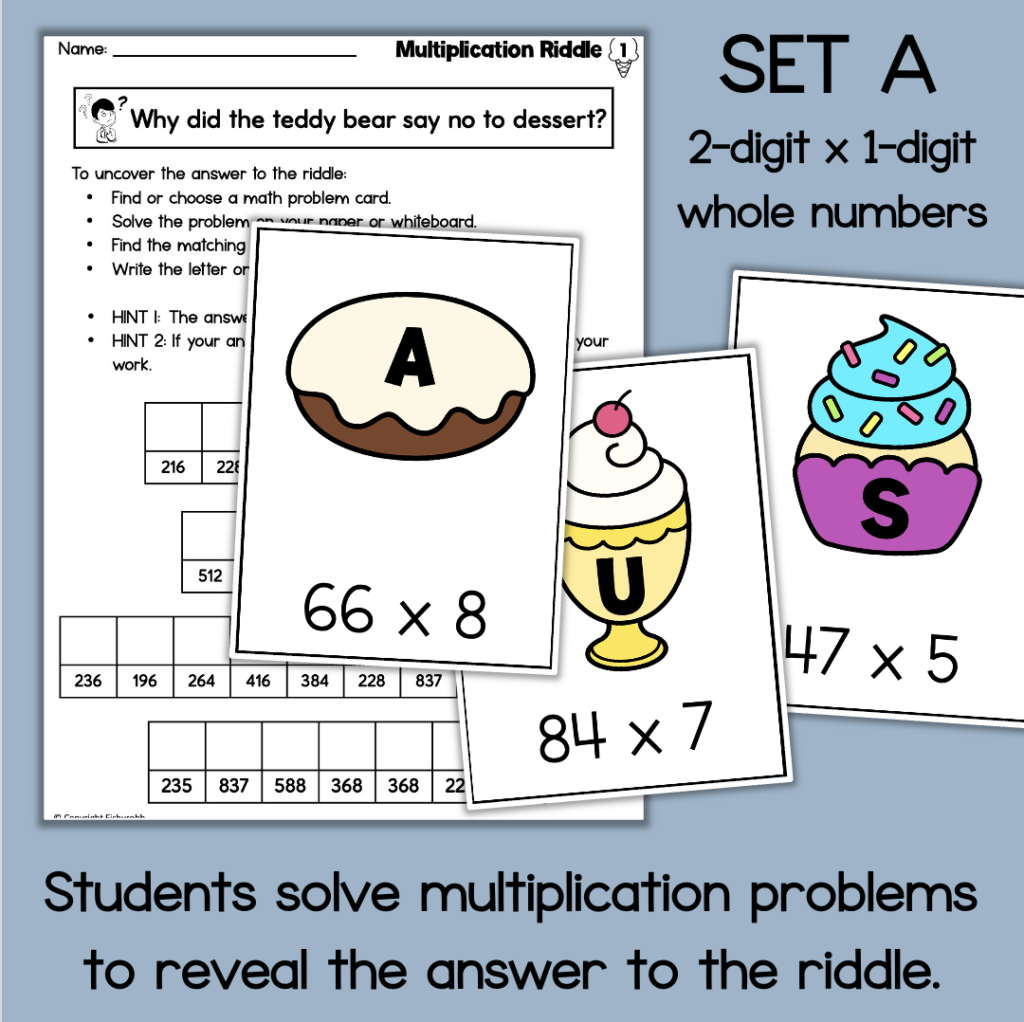 4th Grade Multi-Digit Multiplication Math Riddles Secret Code ...