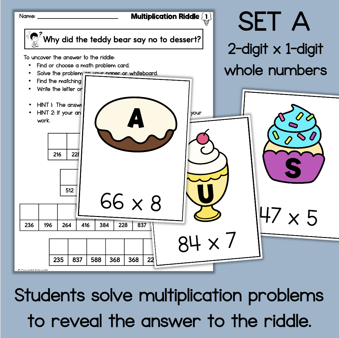 4th Grade Multi-Digit Multiplication Math Riddles Secret Code ...