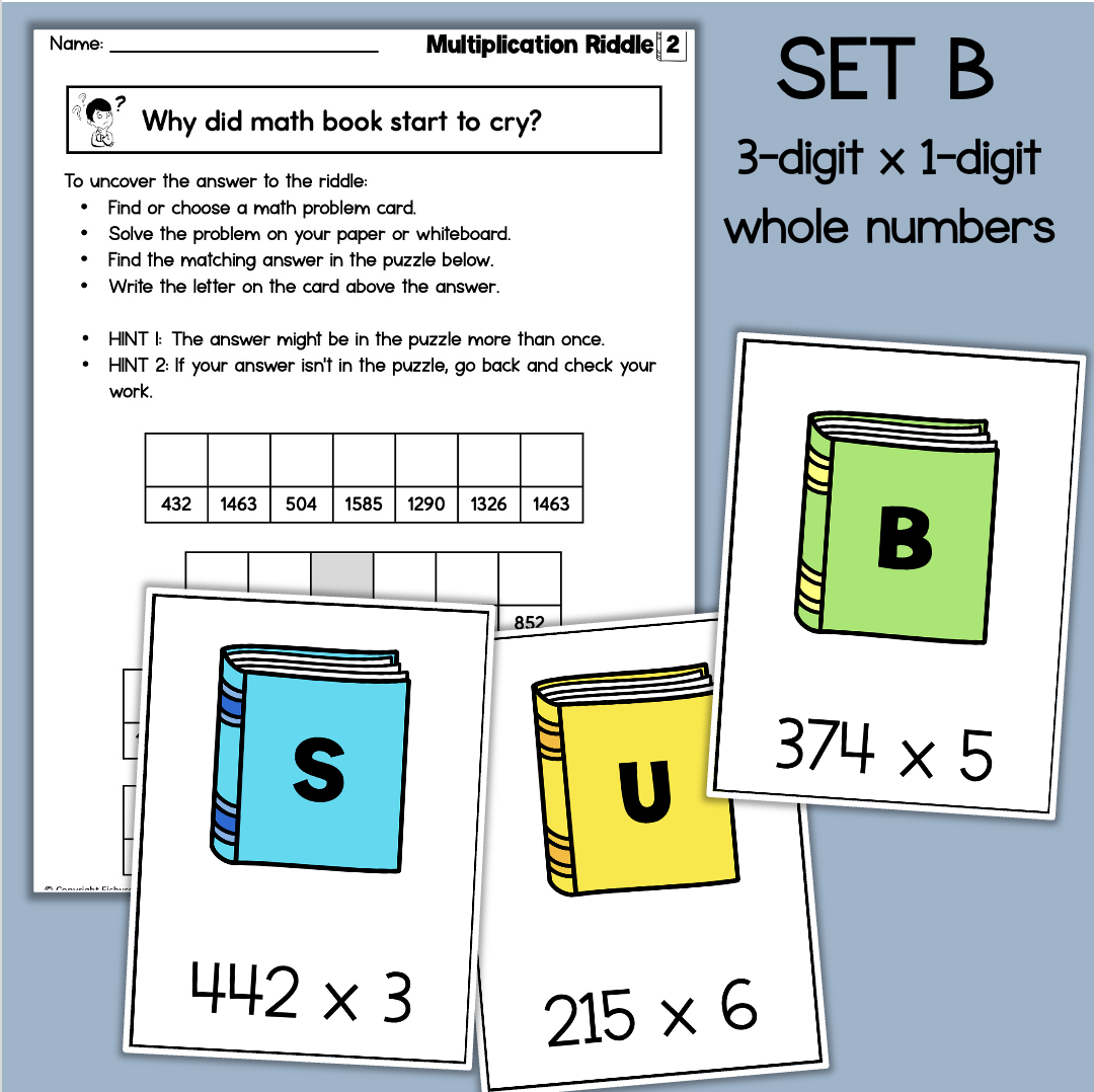 4th Grade Multi-Digit Multiplication Math Riddles Secret Code ...