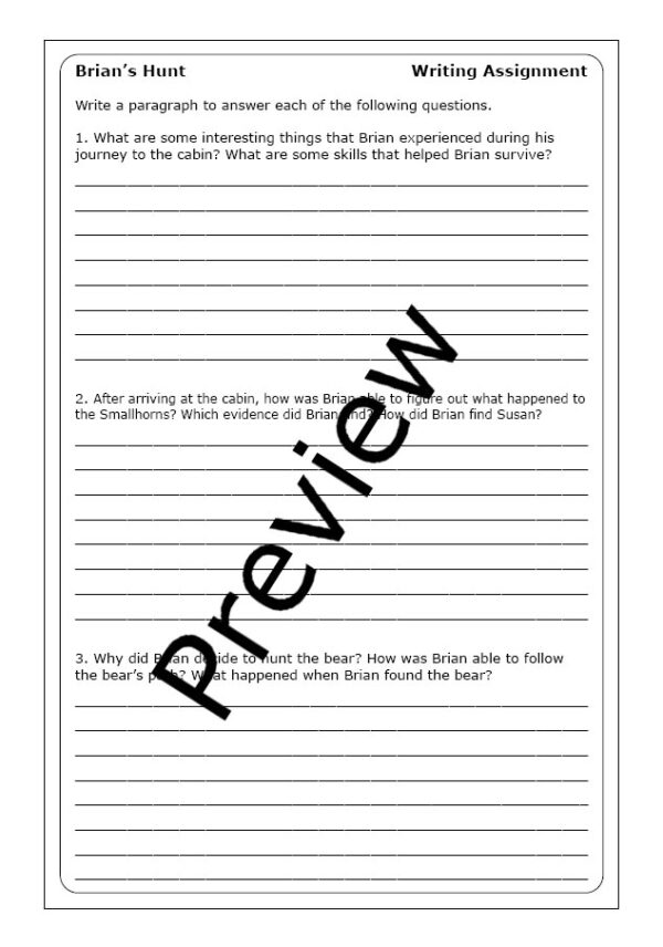 Gary Paulsen "Brian's Hunt" worksheets | Made By Teachers