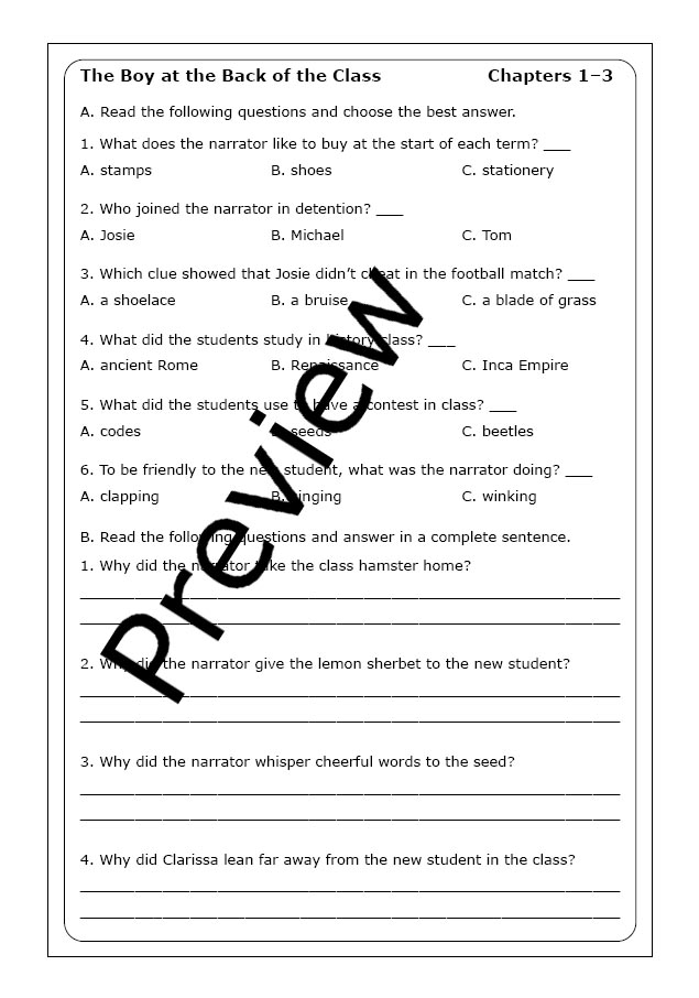 Onjali Rauf "The Boy at the Back of the Class" worksheets | Made By ...