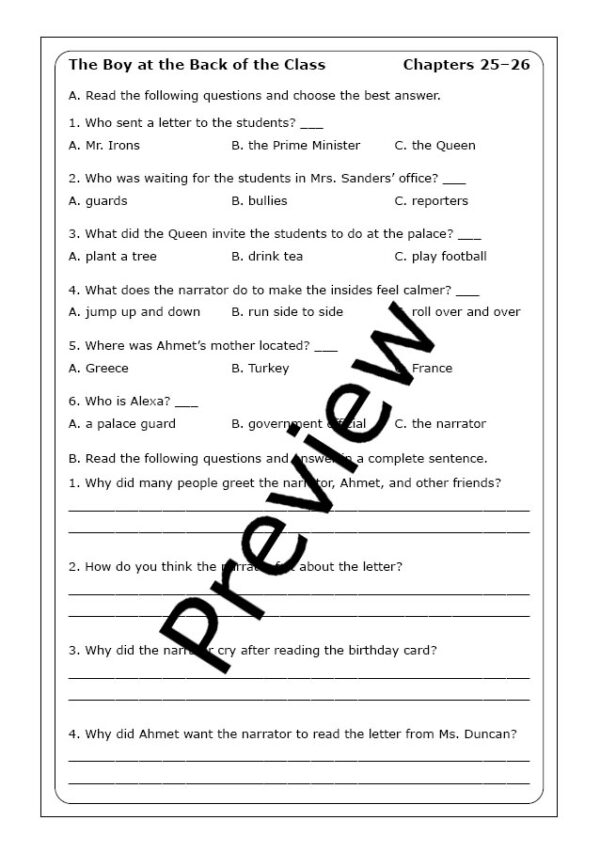 Onjali Rauf "The Boy at the Back of the Class" worksheets - Made By ...