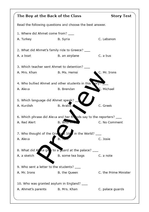 Onjali Rauf "The Boy at the Back of the Class" worksheets | Made By ...