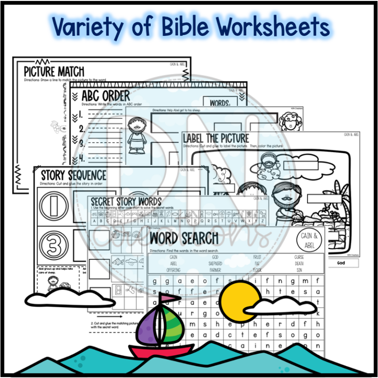 Cain and Abel Bible Activities l Cain and Abel Craft and Worksheets for ...