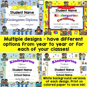 Kindergarten Diplomas, Certificates, Graduation Invitations Editable ...