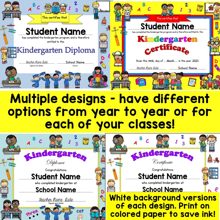 Kindergarten Diplomas, Certificates, Graduation Invitations Editable ...