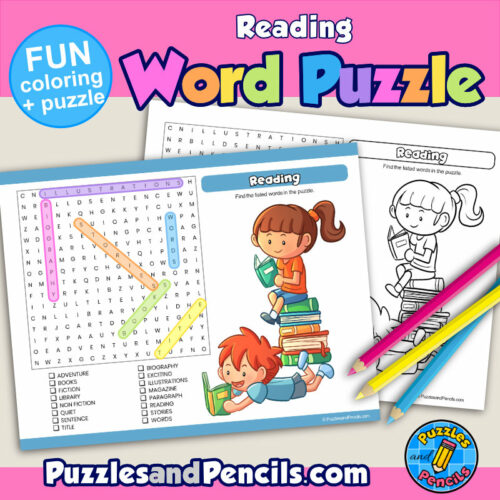 Reading Word Search Puzzle Activity and Coloring | Wordsearch | Made By ...