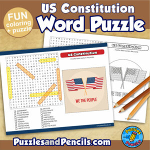 US Constitution Word Search Puzzle Activity and Coloring | Constitution ...
