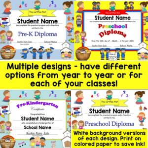 Preschool Religious Diplomas, Graduation Invitations Editable ...