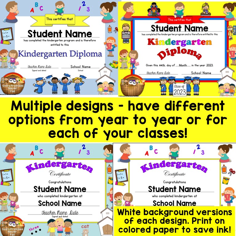 Kindergarten Religious Diplomas, Graduation Invitations Editable ...