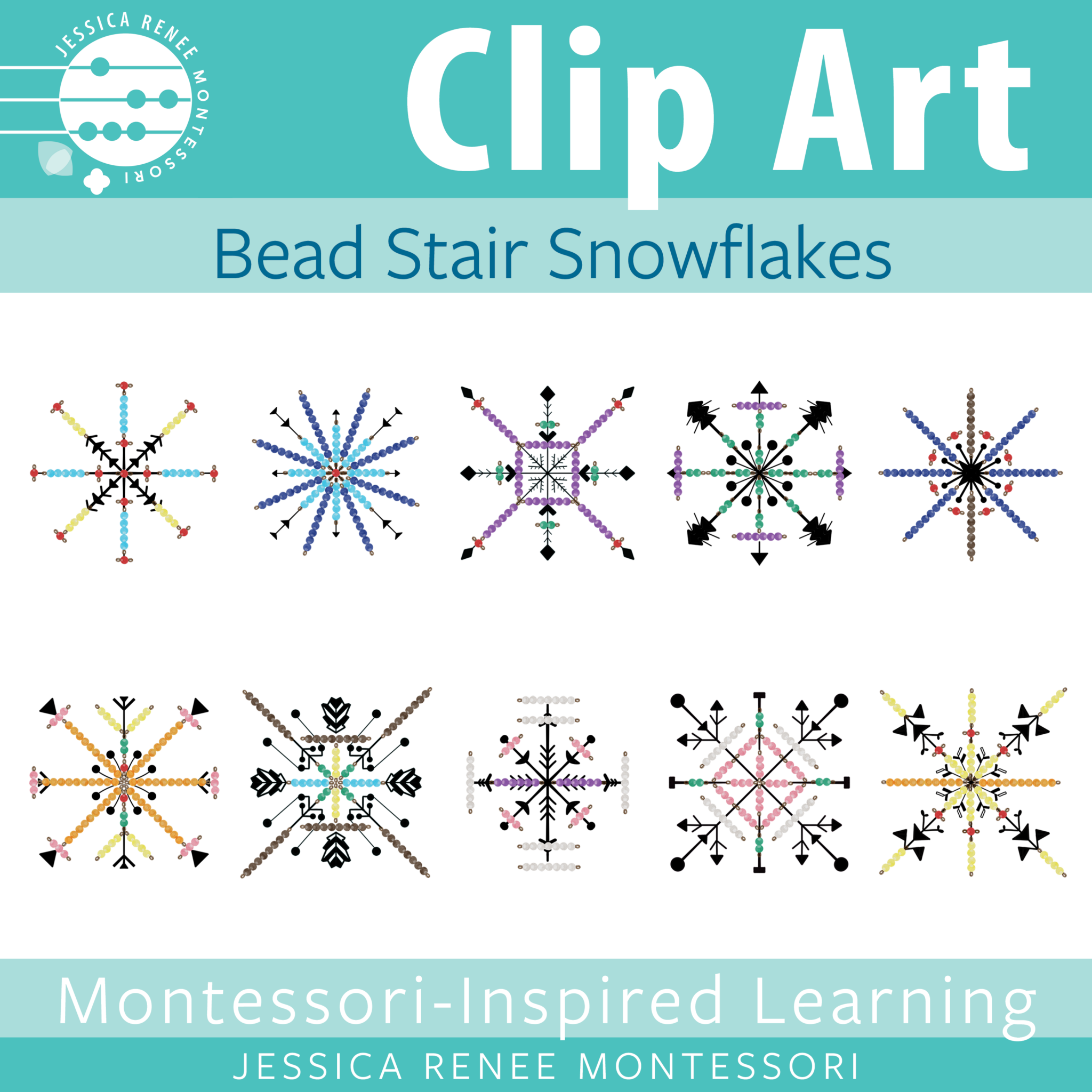 Montessori Math Bead Stair Snowflakes Clip Art | Made By Teachers