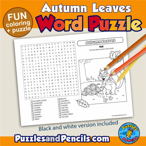 Autumn Leaves Word Search Puzzle Activity and Coloring | Fall ...