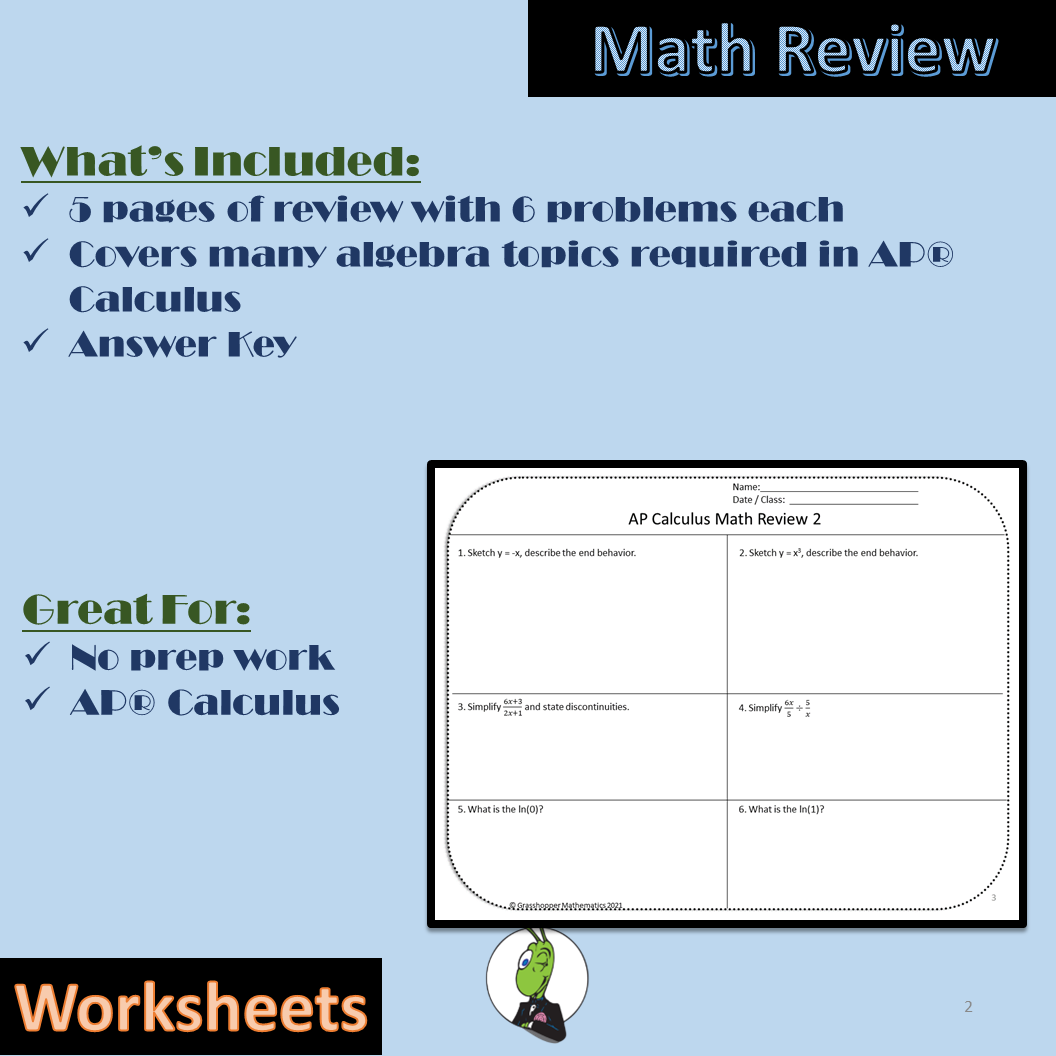 AP Calculus Back to School Math Review | Made By Teachers