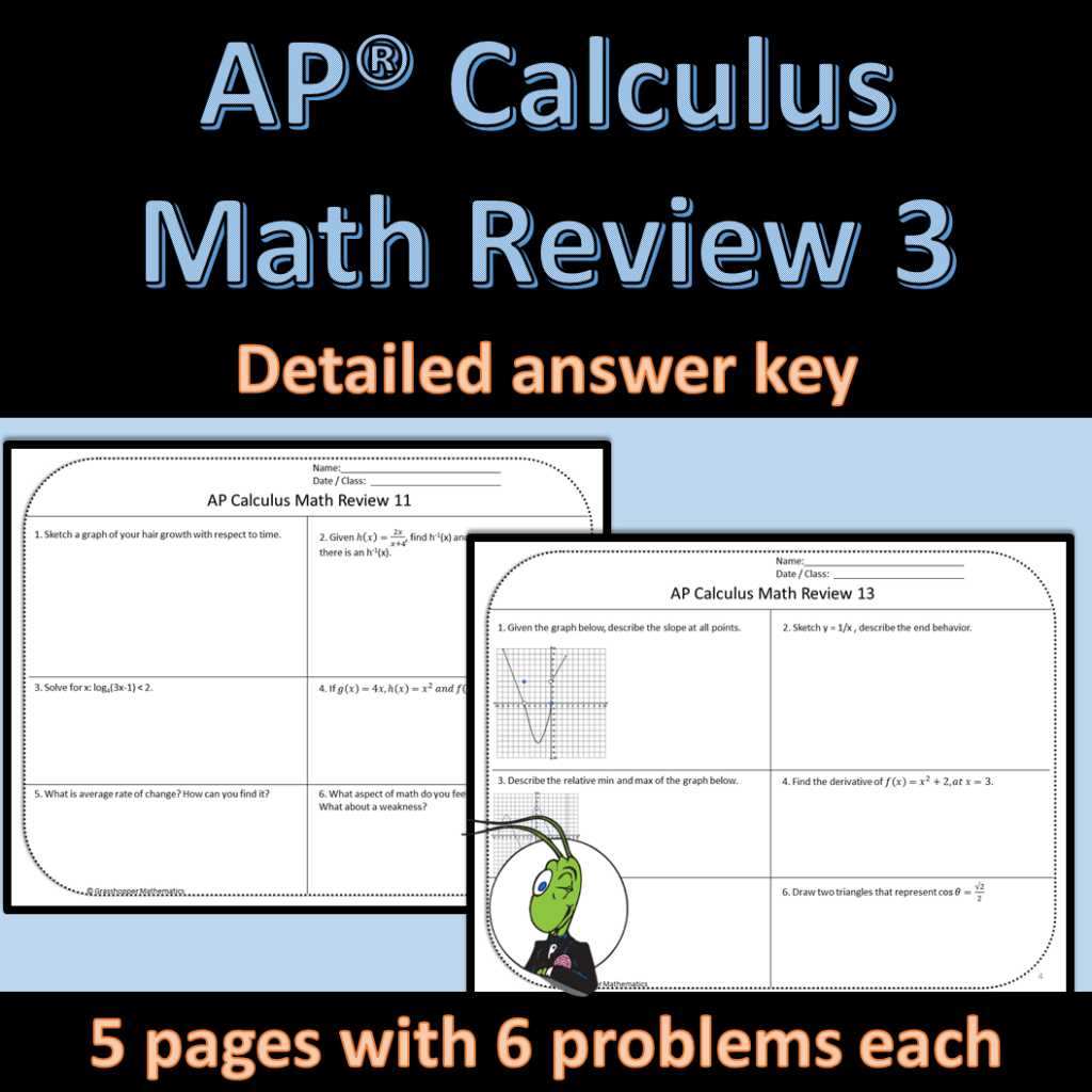 Calculus Weekly Bell Ringers Math Review Problems 3 | Editable | Made ...