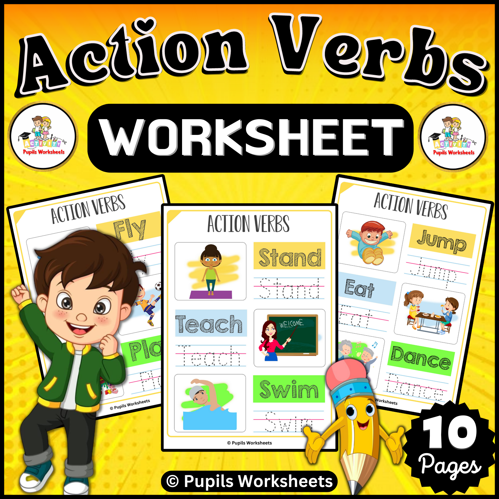 Action Verbs Worksheet For Kids