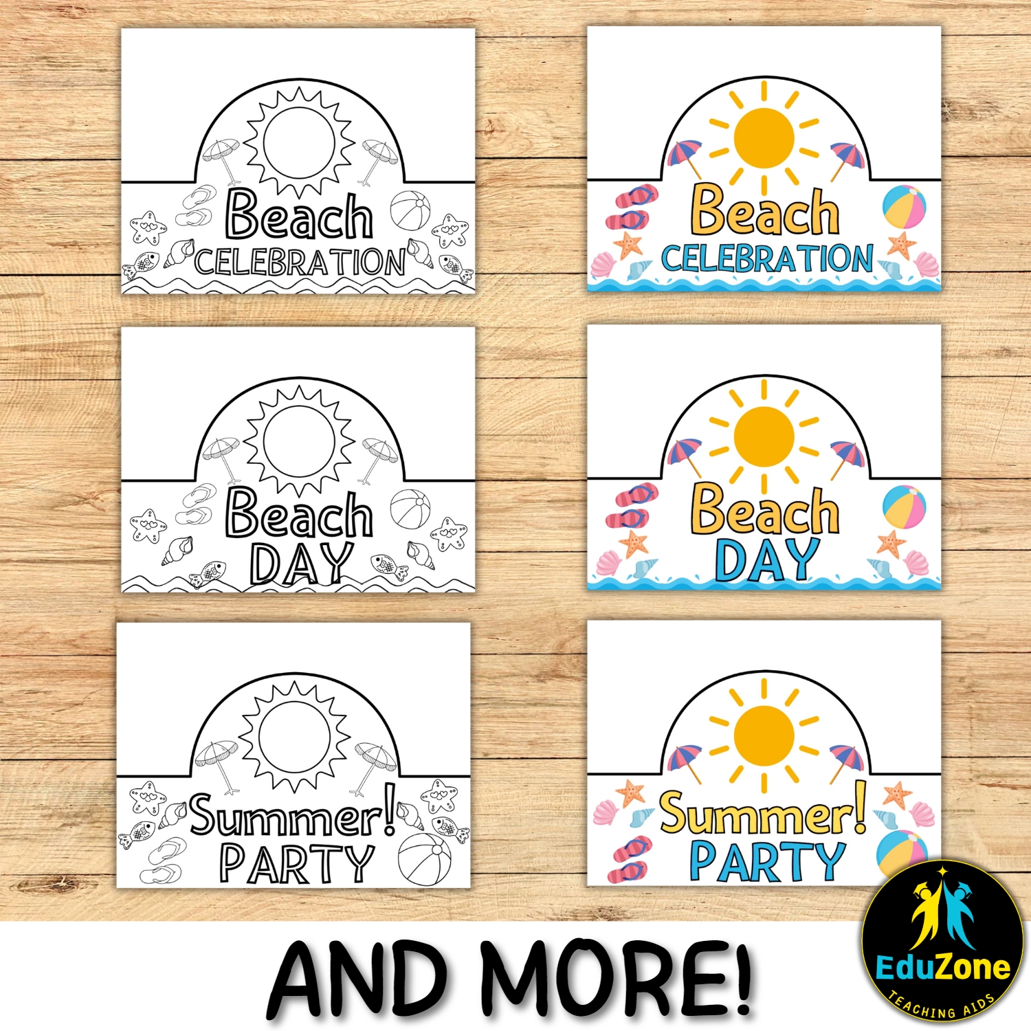 Sunny Beach Bash Colorful & Colorable Hats & Crowns for Summer Fun ...