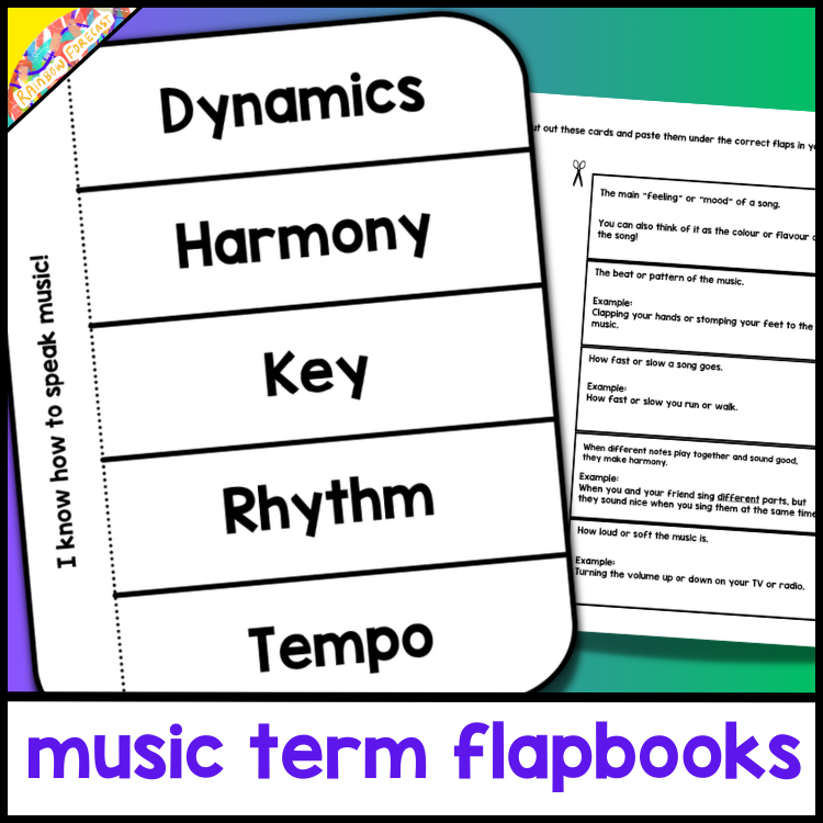Cut-and-Paste Music Terms Flap Book for Elementary | Printable Music ...