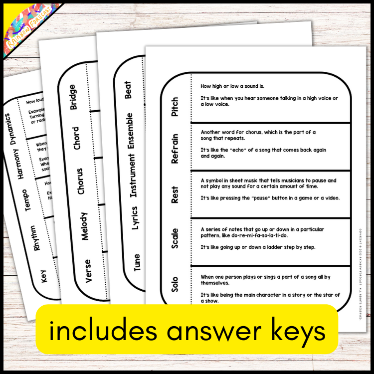 Cut-and-Paste Music Terms Flap Book for Elementary | Printable Music ...