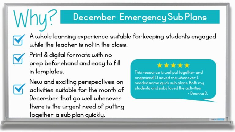 December Emergency Sub Plans Middle School ELA Mini Lessons - Print and ...