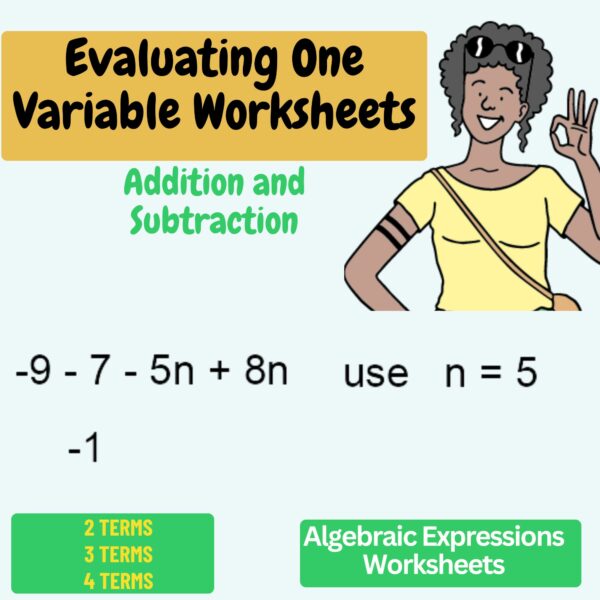 Algebraic Expressions Worksheets Evaluating One Variable Worksheets 2 ...