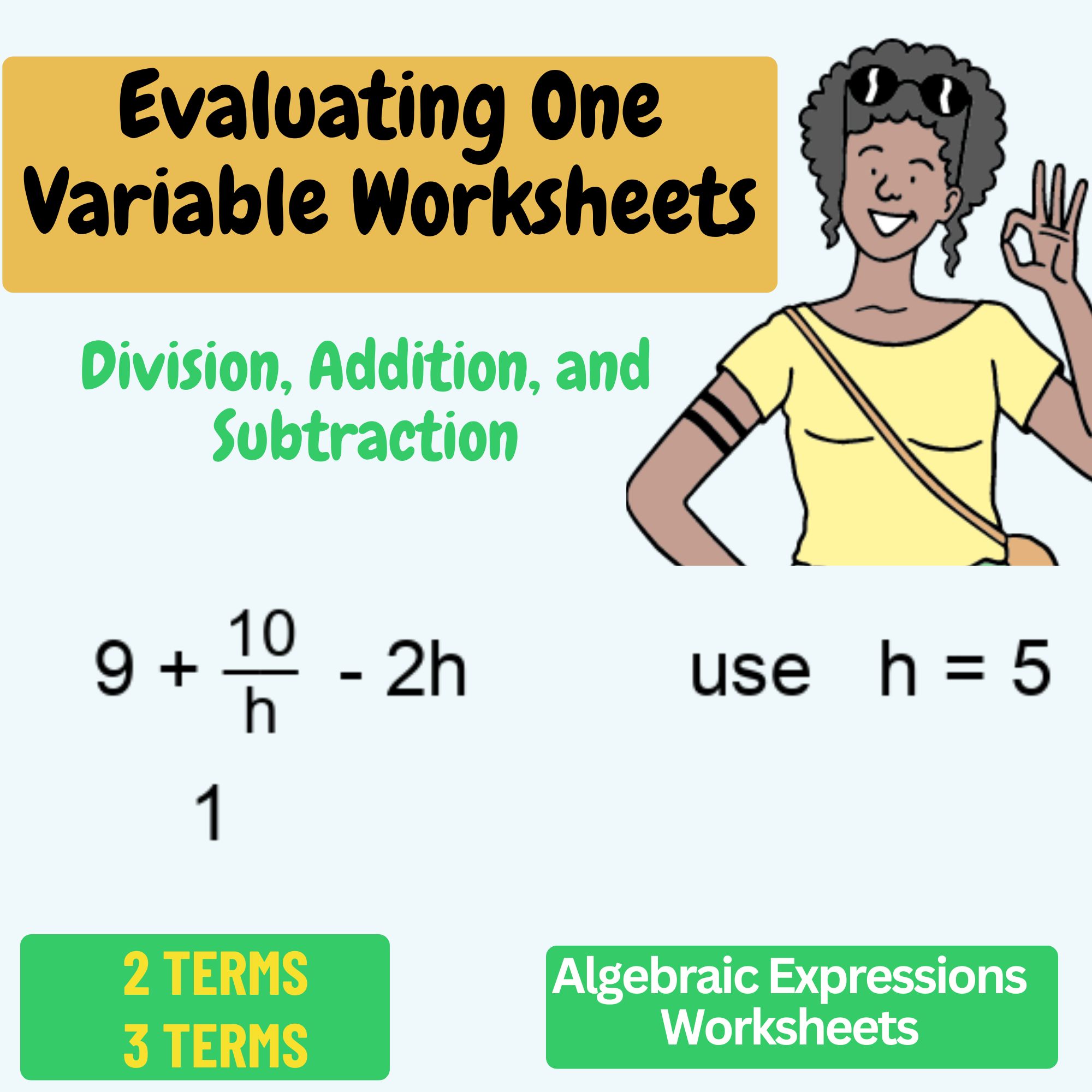 Algebraic Expressions -Translate Phrases Worksheets - Hard (Two and ...
