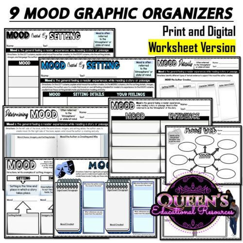 Literary Analysis Graphic Organizers | Theme | Mood | Tone | Conflict ...