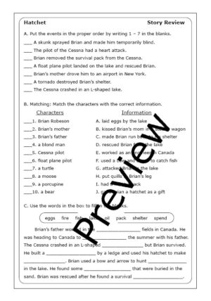 Gary Paulsen "Hatchet" worksheets | Made By Teachers