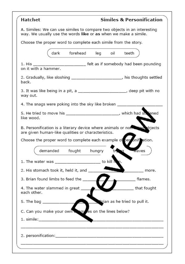 Gary Paulsen "Hatchet" worksheets | Made By Teachers