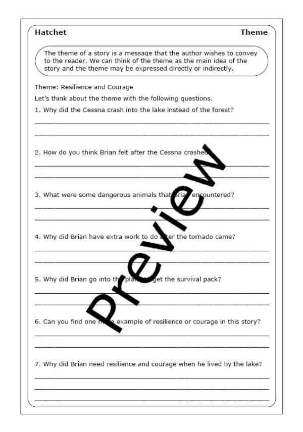 Gary Paulsen "Hatchet" worksheets | Made By Teachers