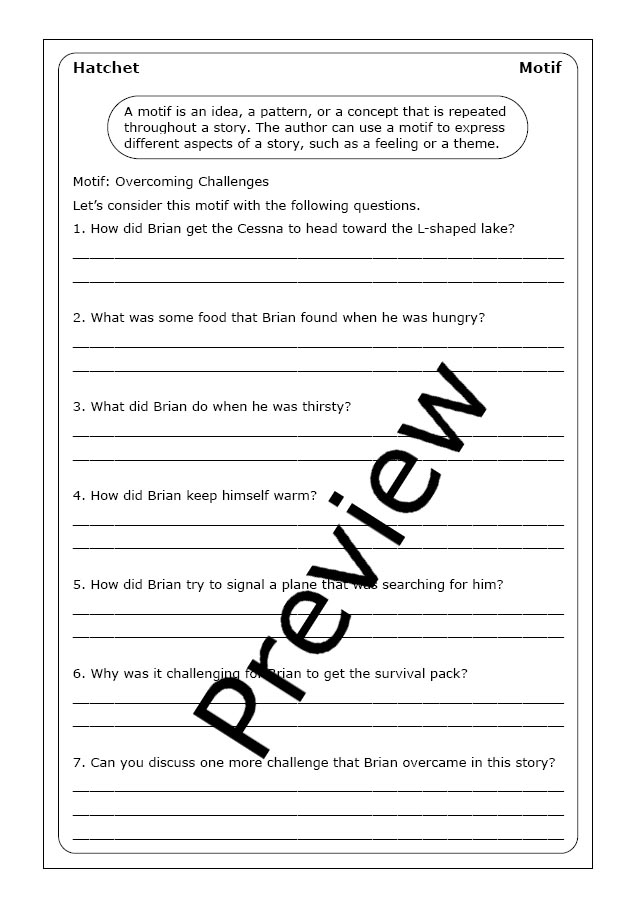 Gary Paulsen "Hatchet" worksheets | Made By Teachers