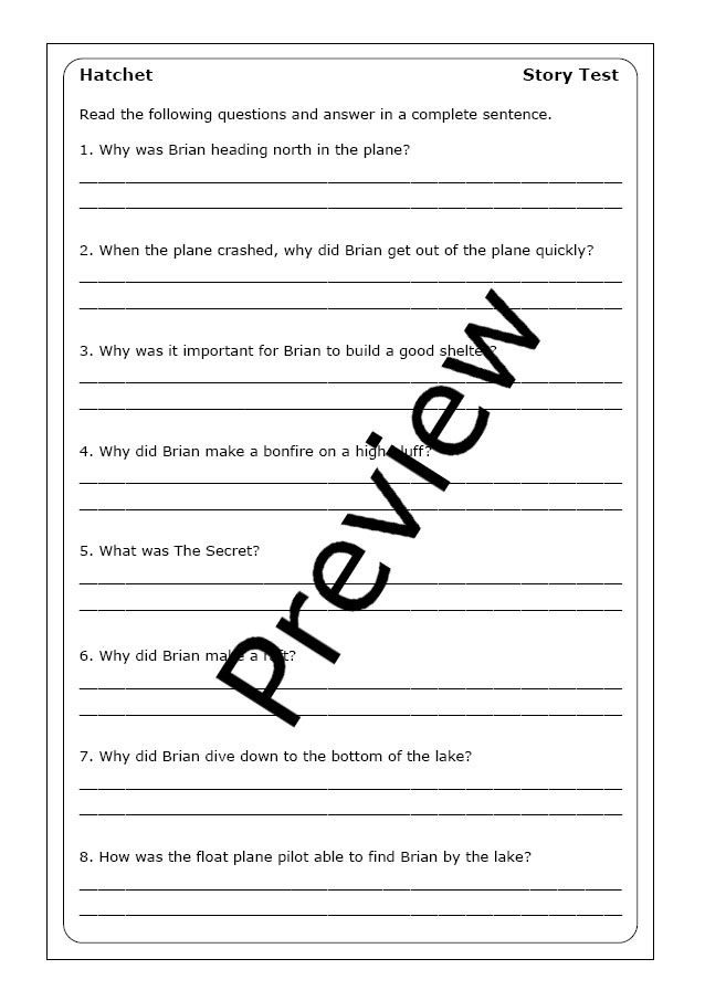 Gary Paulsen "Hatchet" worksheets | Made By Teachers