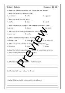 Gary Paulsen "Brian's Return" worksheets | Made By Teachers