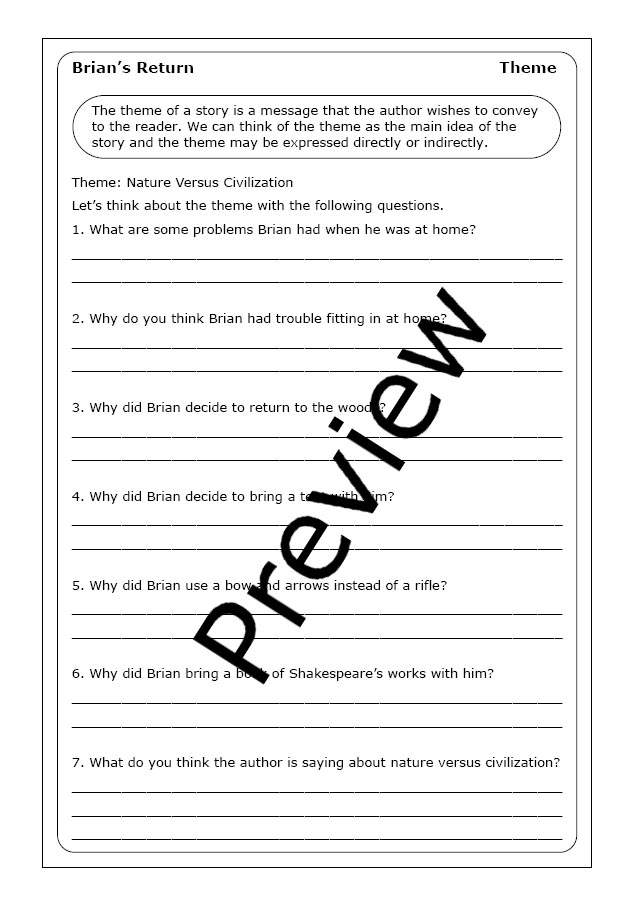 Gary Paulsen "Brian's Return" worksheets | Made By Teachers