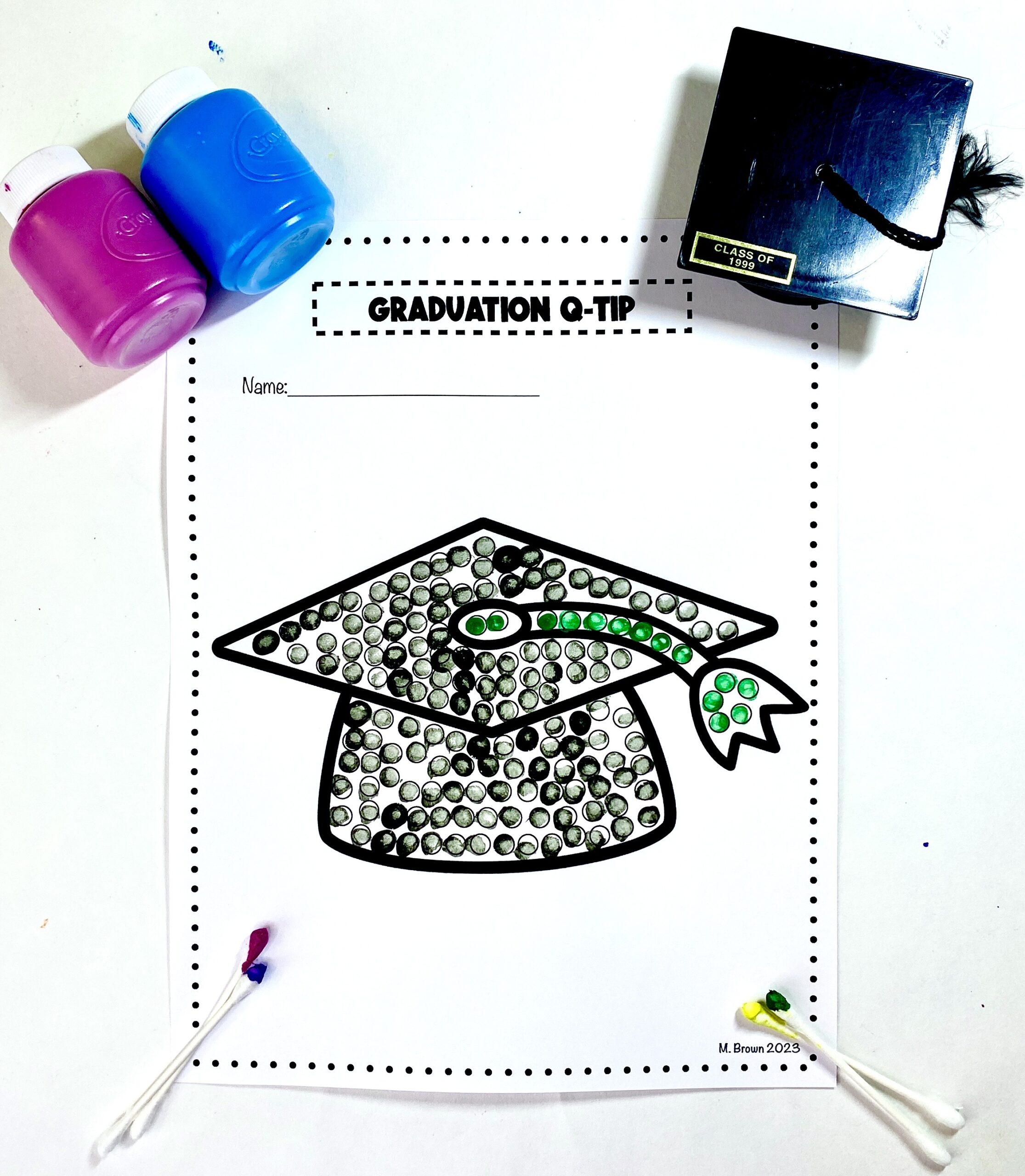 Graduation Q-Tip Art Packet | Made By Teachers