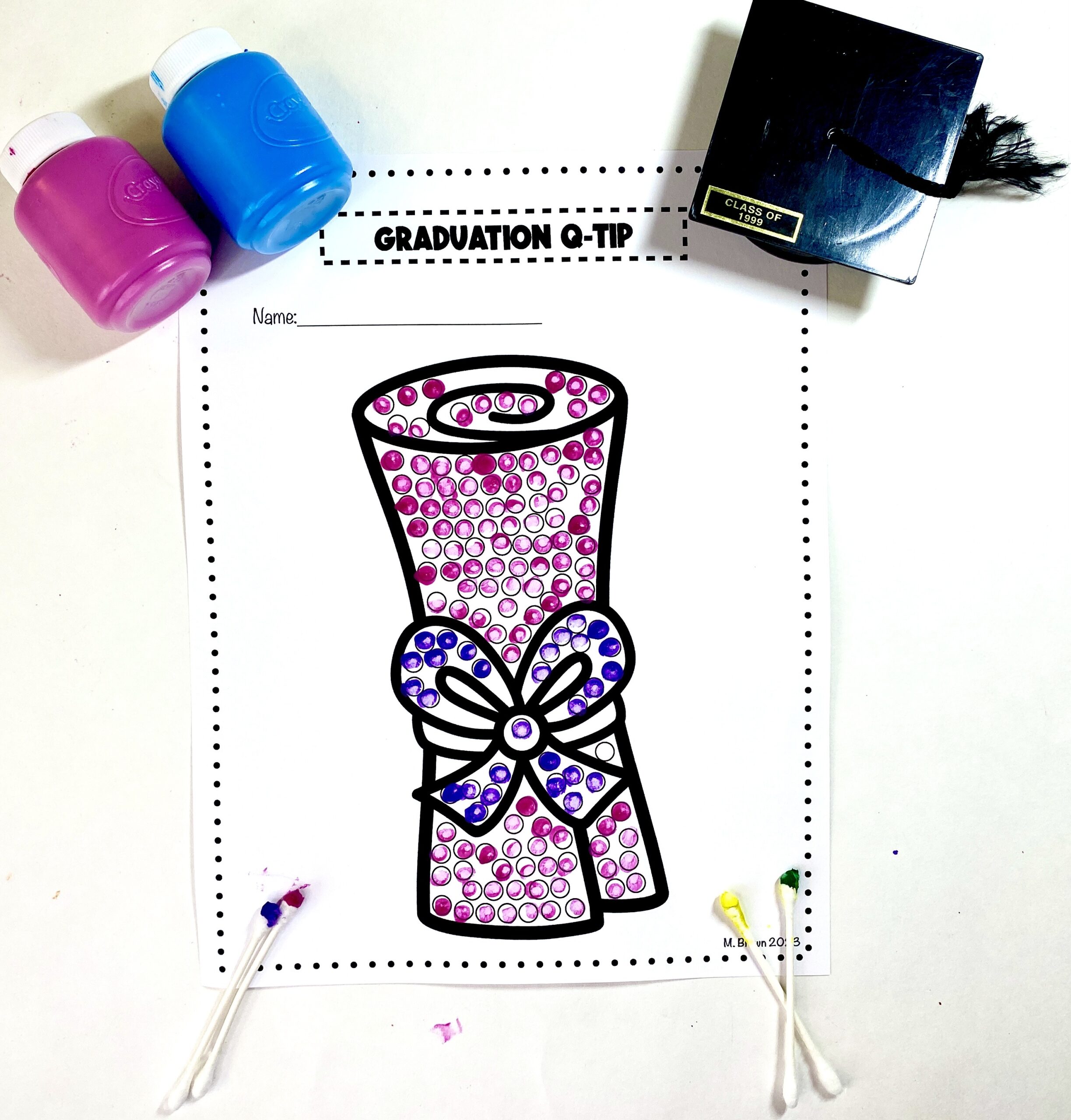 Graduation Q-Tip Art Packet | Made By Teachers