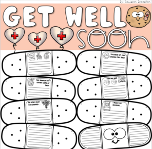 Get Well Soon Cards Letter Writing Activity for Sick or Injured ...