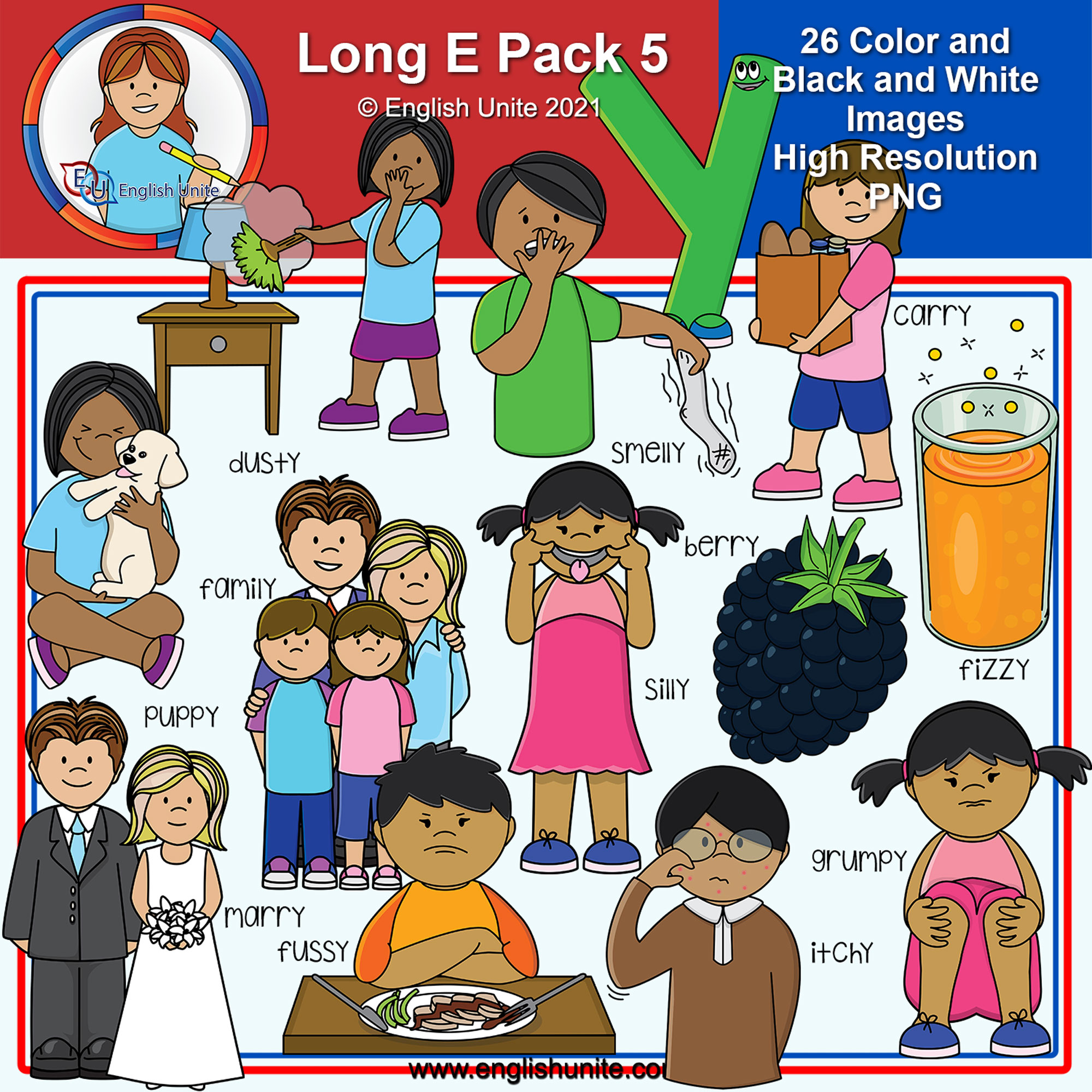 Clip Art - Long E Vowel Pack 5 (y) | Made By Teachers