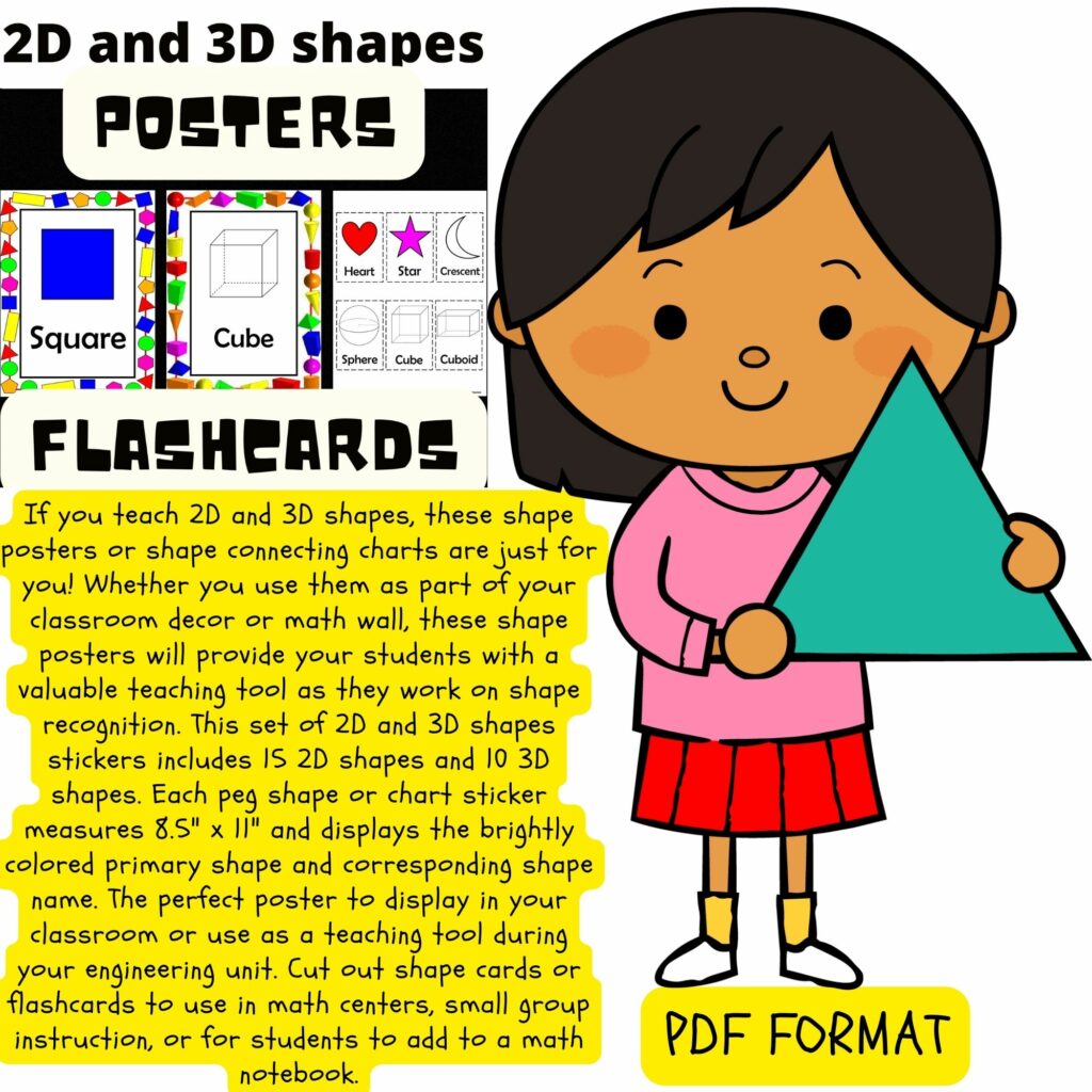 2D and 3D Shape Posters and Flashcards Classroom Decor for Shape ...