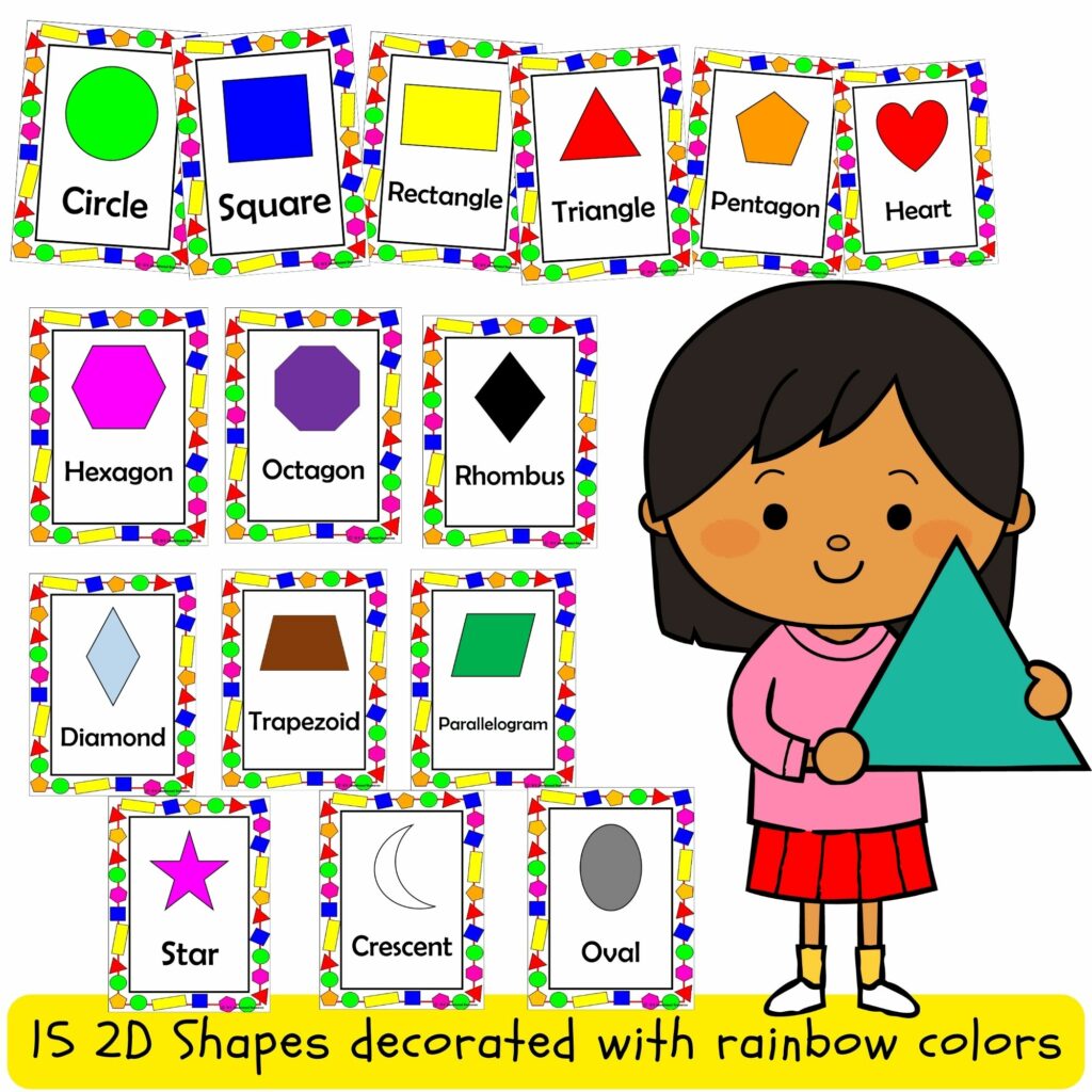 2D and 3D Shape Posters and Flashcards Classroom Decor for Shape ...