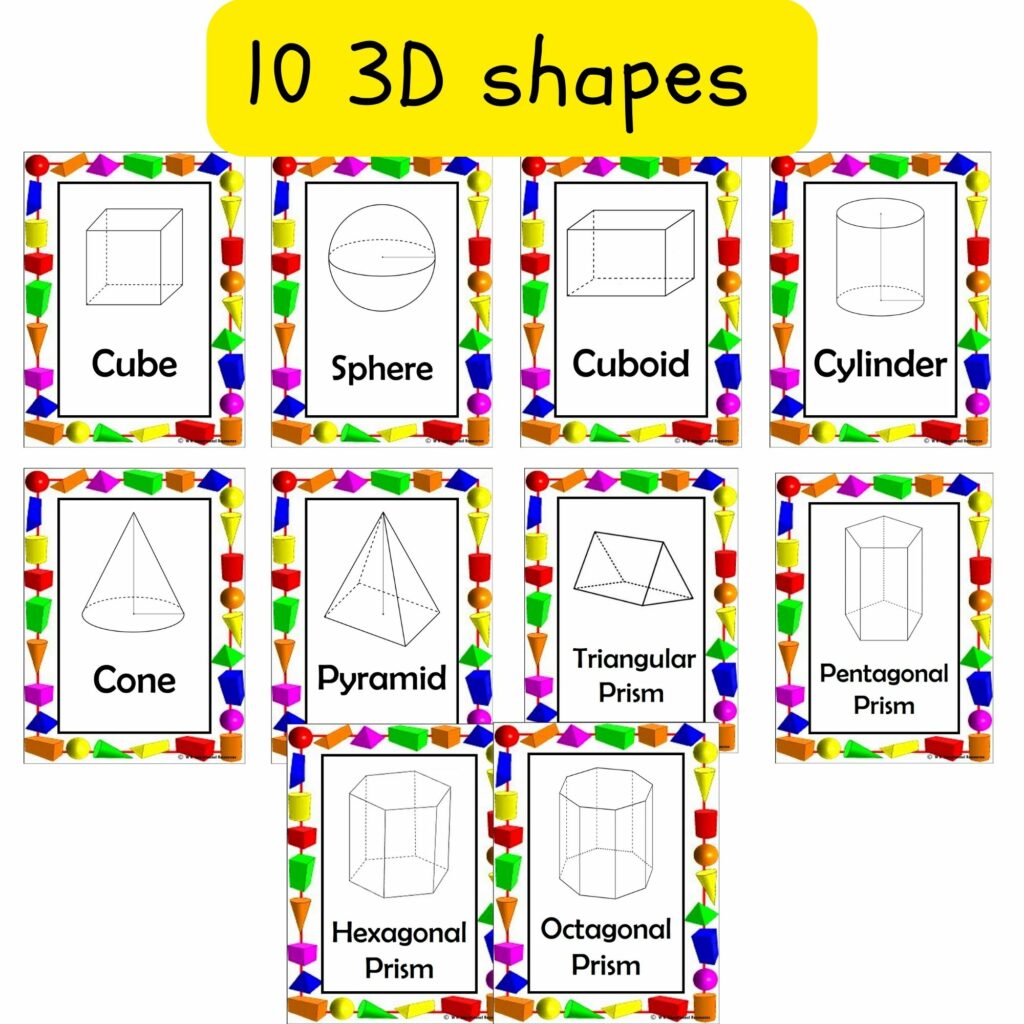 2D and 3D Shape Posters and Flashcards Classroom Decor for Shape ...